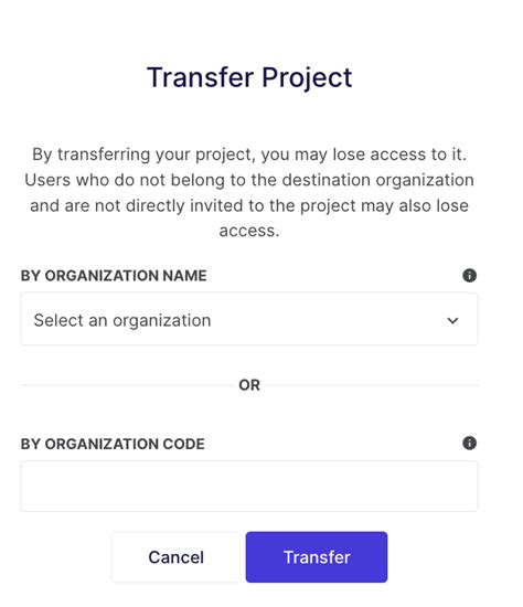 how can i transfer the ownership of a project help center