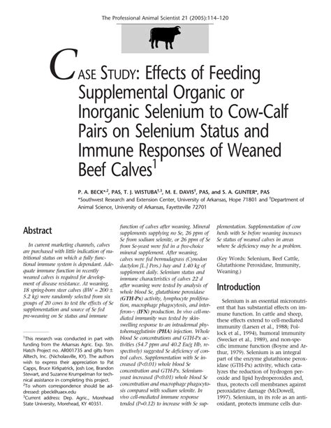 Pdf Case Study Effects Of Feeding Supplemental Organic Or Inorganic