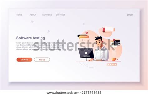 Programming Concept Character Web Engineer Work Stock Vector Royalty