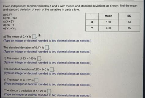Solved Given Independent Random Variables X And Y With Means