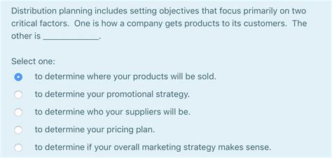 Solved Distribution Planning Includes Setting Objectives