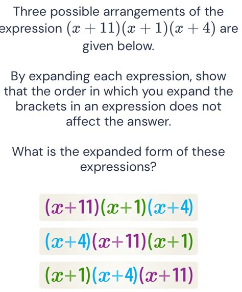 solved three possible arrangements of the expression x 11 x 1 x 4