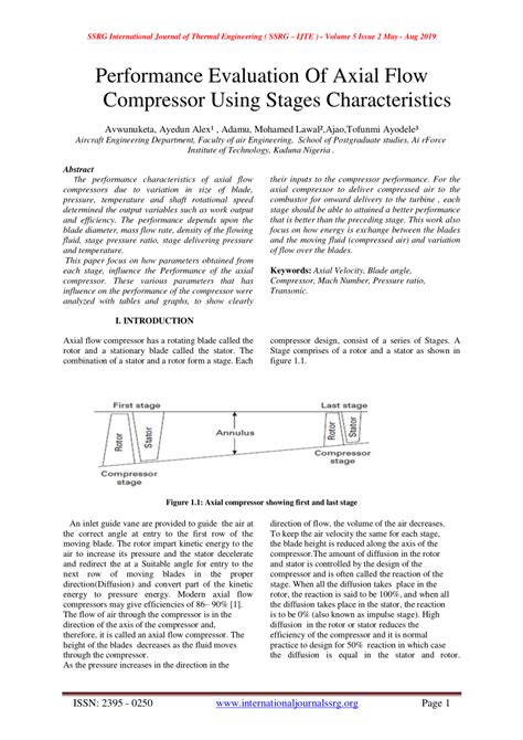 Pdf Performance Evaluation Of Axial Flow Compressor Using Stages Characteristics