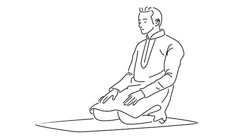 Premium Vector Line Art Of Muslim Men Praying Vector Illustration