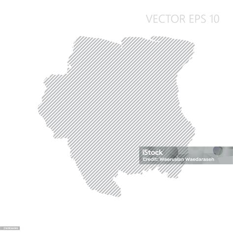Striped Map Of Suriname Vector Abstract Suriname Map With Gray Diagonal Lines Stock Illustration