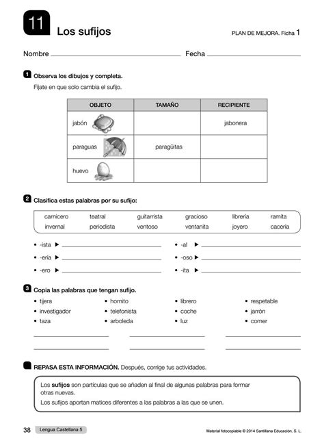 6º Primaria Fichas De Ampliación Y Refuerzo Lengua La Casa Del Saber