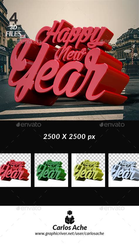 Happy New Year 3d Render Graphics Graphicriver