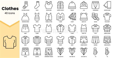 Set Of Clothes Icons Simple Line Art Style Icons Pack Stock Vector