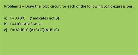Solved Problem Draw The Logic Circuit For Each Of The Chegg