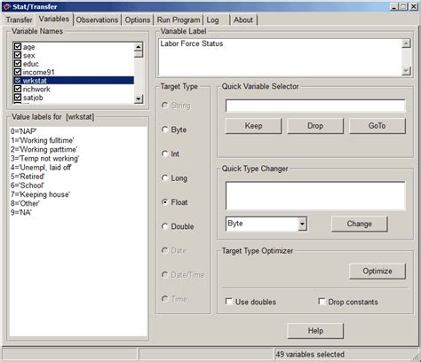 graphical user interface stat transfer data conversion software utility