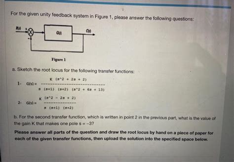 Solved For The Given Unity Feedback System In Figure 1
