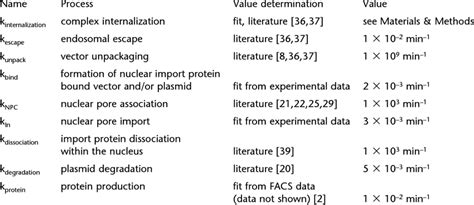 Model Kinetic Rate Constants Download Table