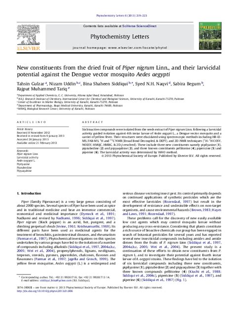 Pdf New Constituents From The Dried Fruit Of Piper Nigrum Linn And Their Larvicidal