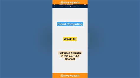 Week 10 Cloud Computing Nptel Assignment Solved Swayam Education