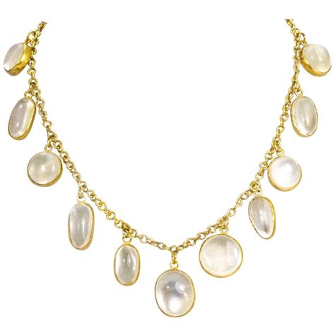 Vintage Gilded Moonstone Necklace At 1stdibs