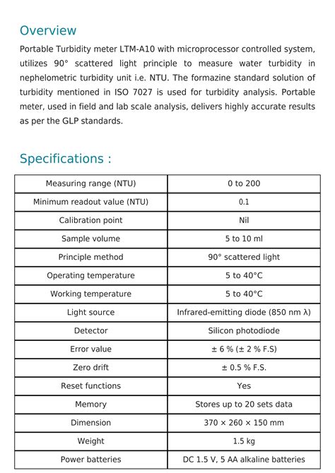 Portable Turbidity Meter Pdf