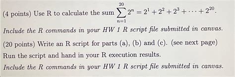 Solved Points Use R To Calculate The Sum Chegg
