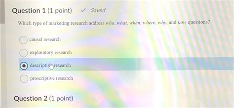 solved question 1 1 ﻿point ﻿savedwhich type of marketing