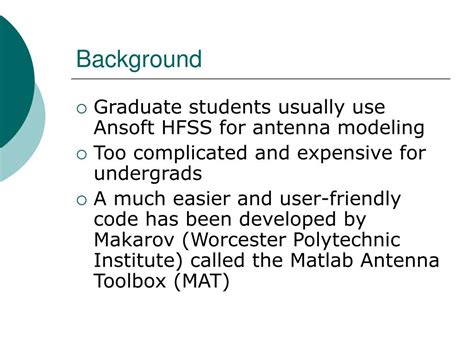 PPT Modeling Printed Antennas Using The Matlab Antenna Toolbox PowerPoint Presentation ID