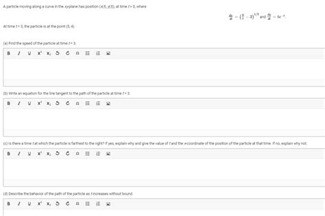 Solved A Particle Moving Along A Curve In The Xy Plane Has Chegg