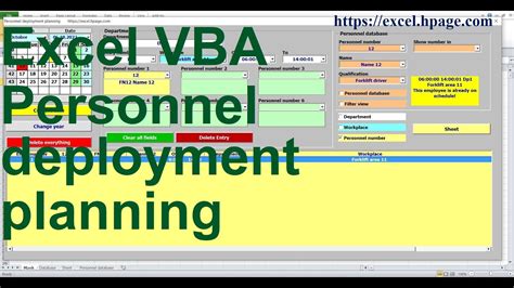 Personnel Deployment Planning Plant Staffing Shift Planning Excel Vba