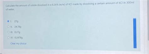 solved calculate the amount of solute dissolved in a 8 26