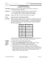 Lab Data Analysis Pdf Name Lab Section Lab Partner S Graphical Relationships