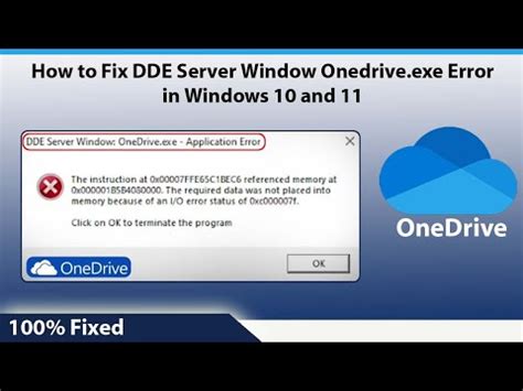 How To Fix DDE Server Window Onedrive Exe Error In Windows Onedrive Exe Application Error