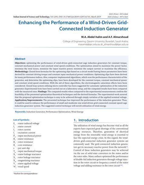 Pdf Enhancing The Performance Of A Wind Driven Grid Connected