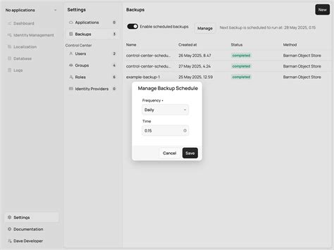 Database Backups In Control Center
