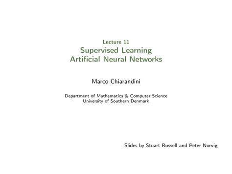 Ppt Supervised Learning Artificial Neural Networks Marco