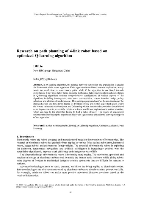 Pdf Research On Path Planning Of 4 Link Robot Based On Optimized Q