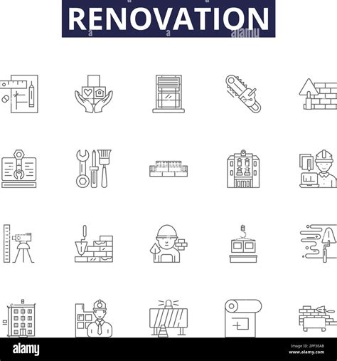 Renovation Line Vector Icons And Signs Redecorate Upgrade Transform Refurbish Revamp