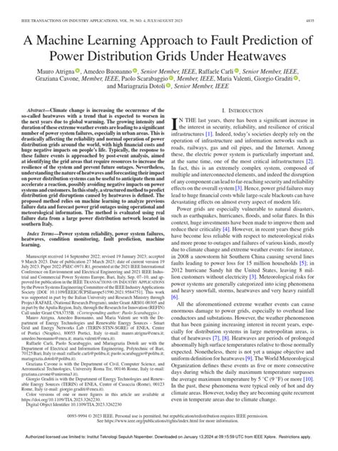 Amachinelearningapproachtofaultpredictionofpowerdistribution