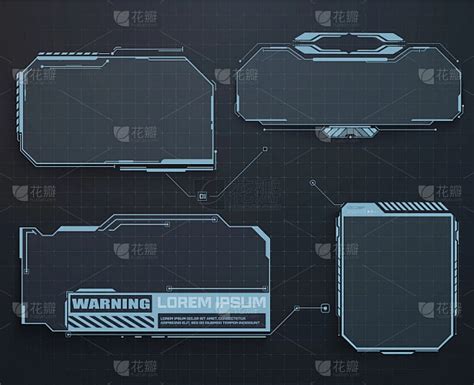 未来的标注条标签。一套hud未来科幻框架模板。hud Gui未来的框架用户界面屏幕元素设置。虚拟h素材 花瓣网