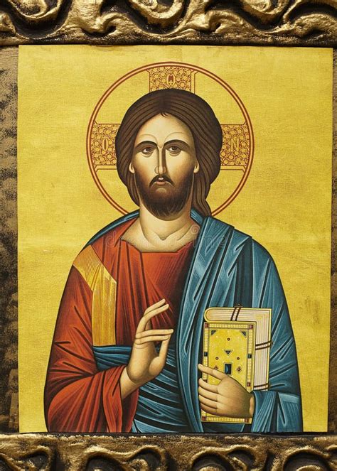 Jesus Christ Greek Orthodox Icon Byzantine Icon Stock Image Image Of