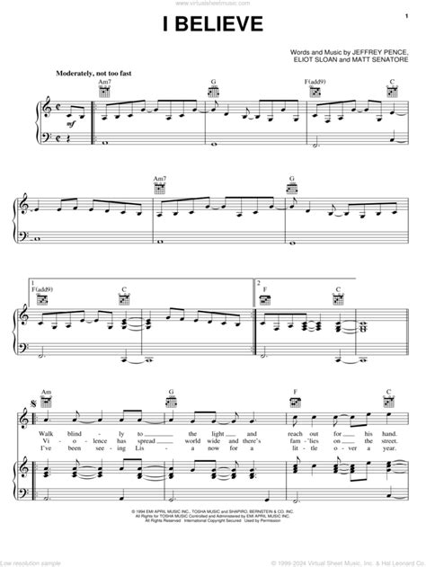 I Believe Sheet Music For Voice Piano Or Guitar V
