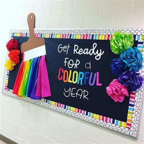 Colorful School Board Design Rainbow Themed School Door Art Bulliten