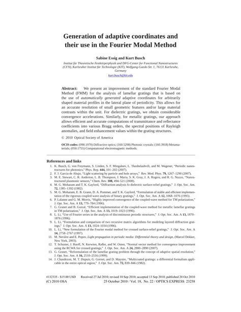 Pdf Generation Of Adaptive Coordinates And Their Use In The Fourier