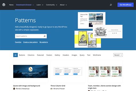 Using WordPress Block Patterns Blockons