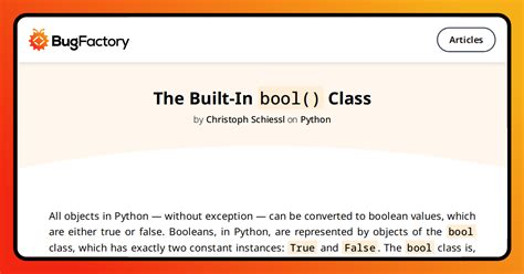 The Built In `bool` Class Bugfactory
