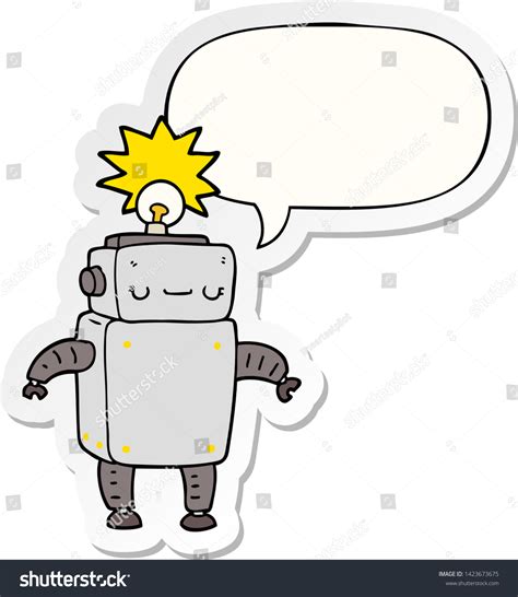 Cartoon Robot Speech Bubble Sticker Stock Vector Royalty Free 1423673675 Shutterstock
