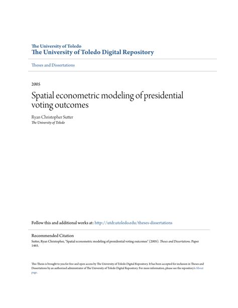 Pdf Spatial Econometric Modeling Of Presidential Voting Outcomes