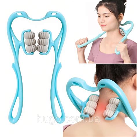 Ручний роликовий масажер для шиї та тіла 6 роликів Блакитний Масажер для зняття втоми та