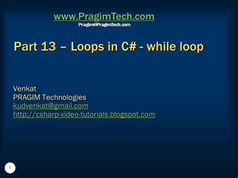 Sql Server Net And C Video Tutorial Part 13 Loops In C While Loop