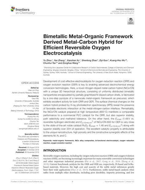 Pdf Bimetallic Metal Organic Framework Derived Metal Carbon Hybrid
