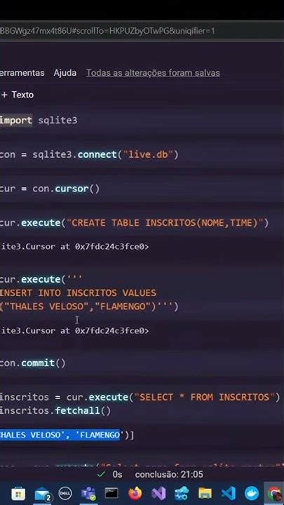 como usar sql no python sqlite3 banco de dados no python youtube