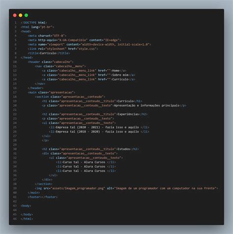Projeto Desafio currículo HTML e CSS cabeçalho footer e variáveis