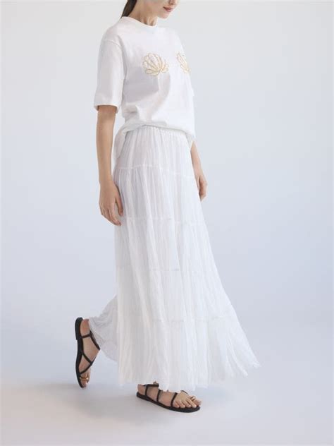 Міді спідниця з ефектом зімятості Колір білий Reserved Xd162 00x