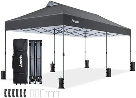 Amada 20x10 Pop Up Canopy Tent Center Lock One Push
